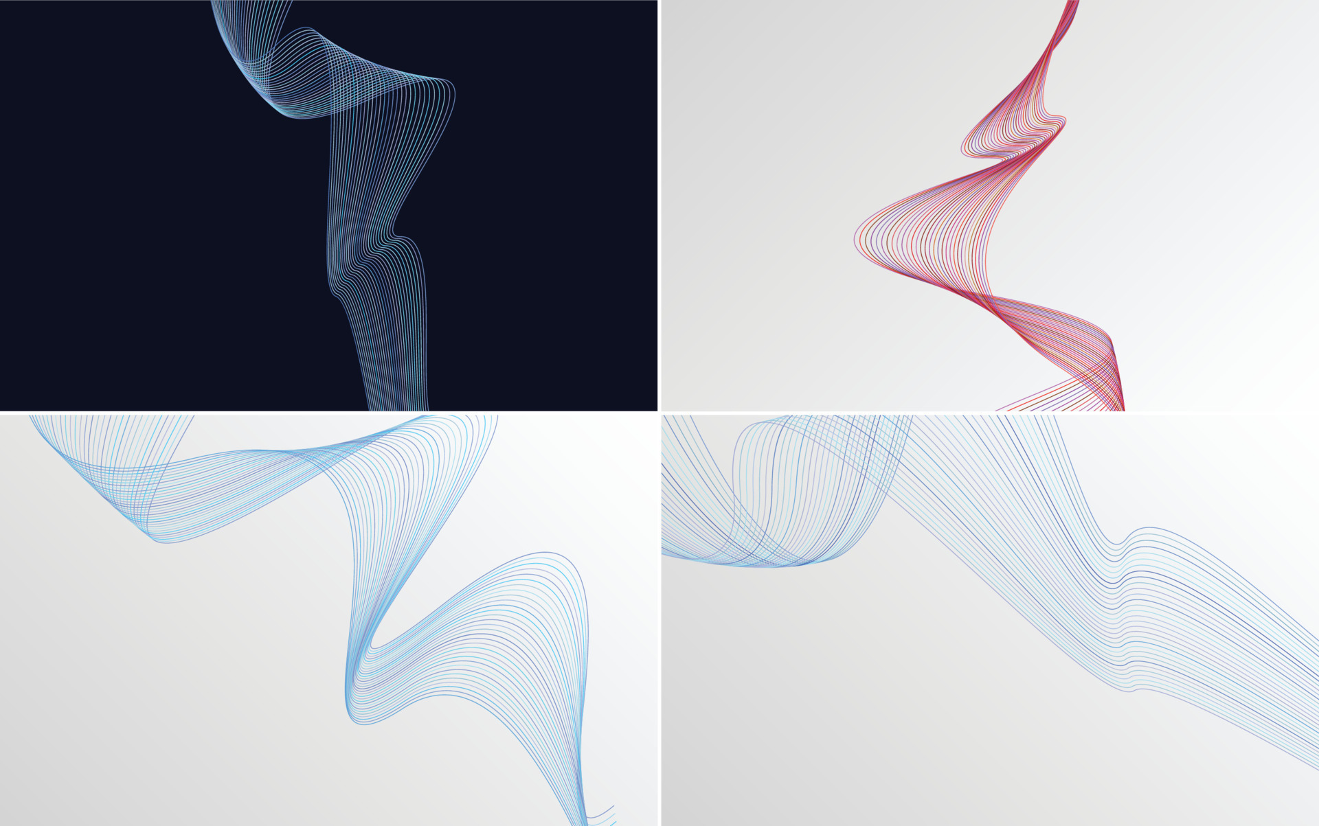 Set Of 4 Geometric Wave Pattern Background Abstract Waving Line 18588474 Vector Art At Vecteezy