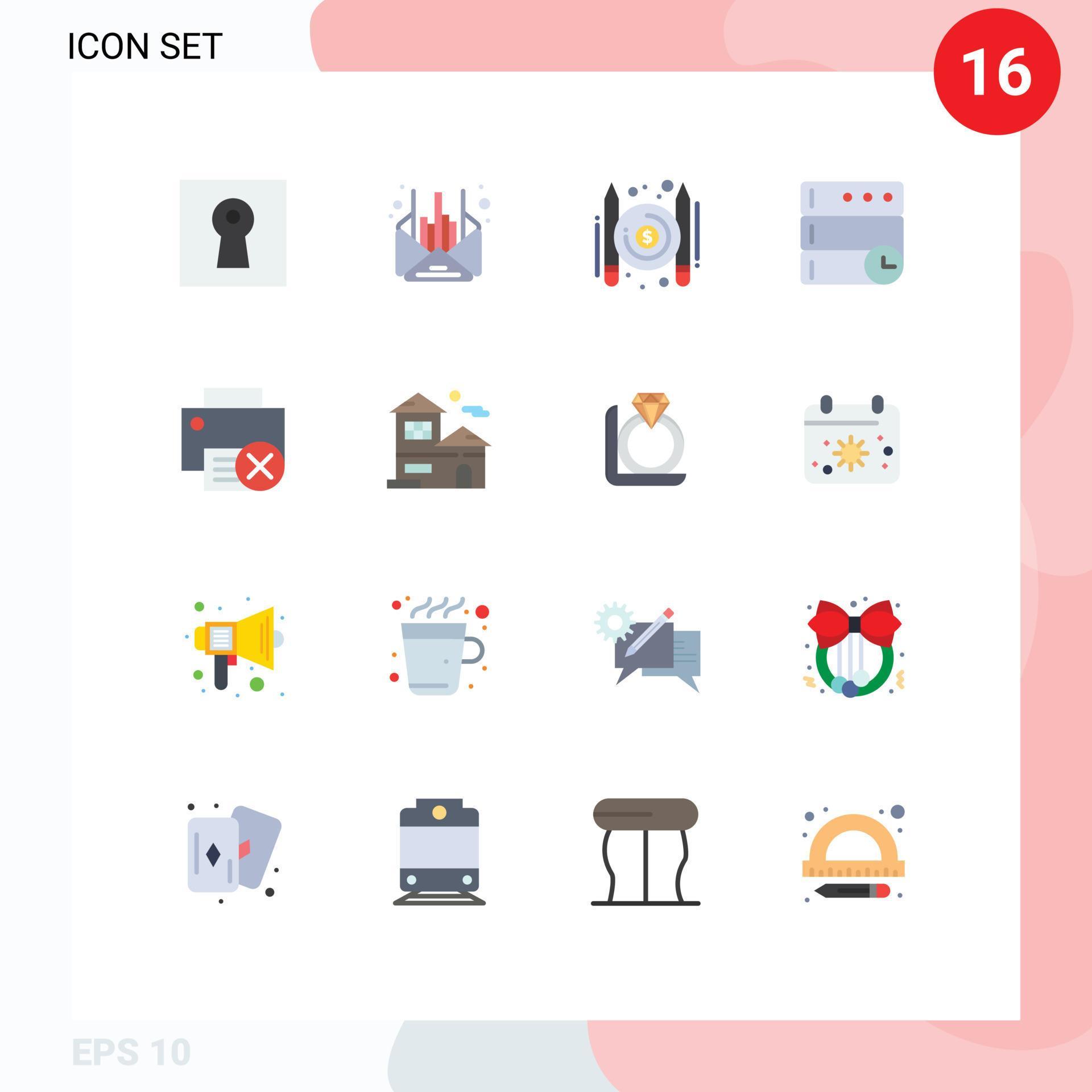 Set Of 16 Modern Ui Icons Symbols Signs For Gadget Computers Articles Time Database Editable