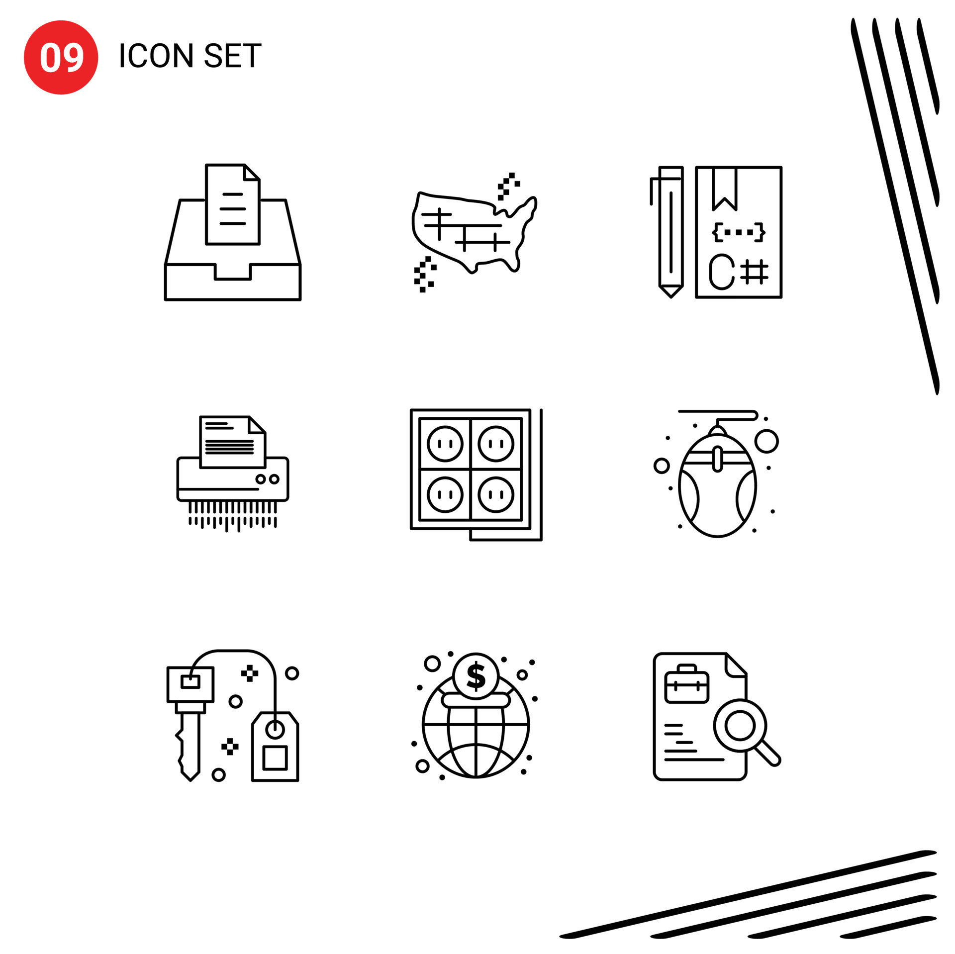 Set of 9 Modern UI Icons Symbols Signs for information data c ...