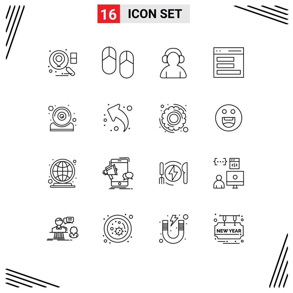 Set Of 16 Vector Outlines On Grid For It Computer Support User Contact Editable Vector Design