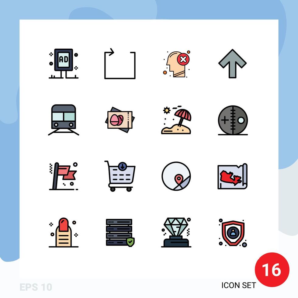 16 Universal Flat Color Filled Lines Set For Web And Mobile Applications Subway Forward Brain Up