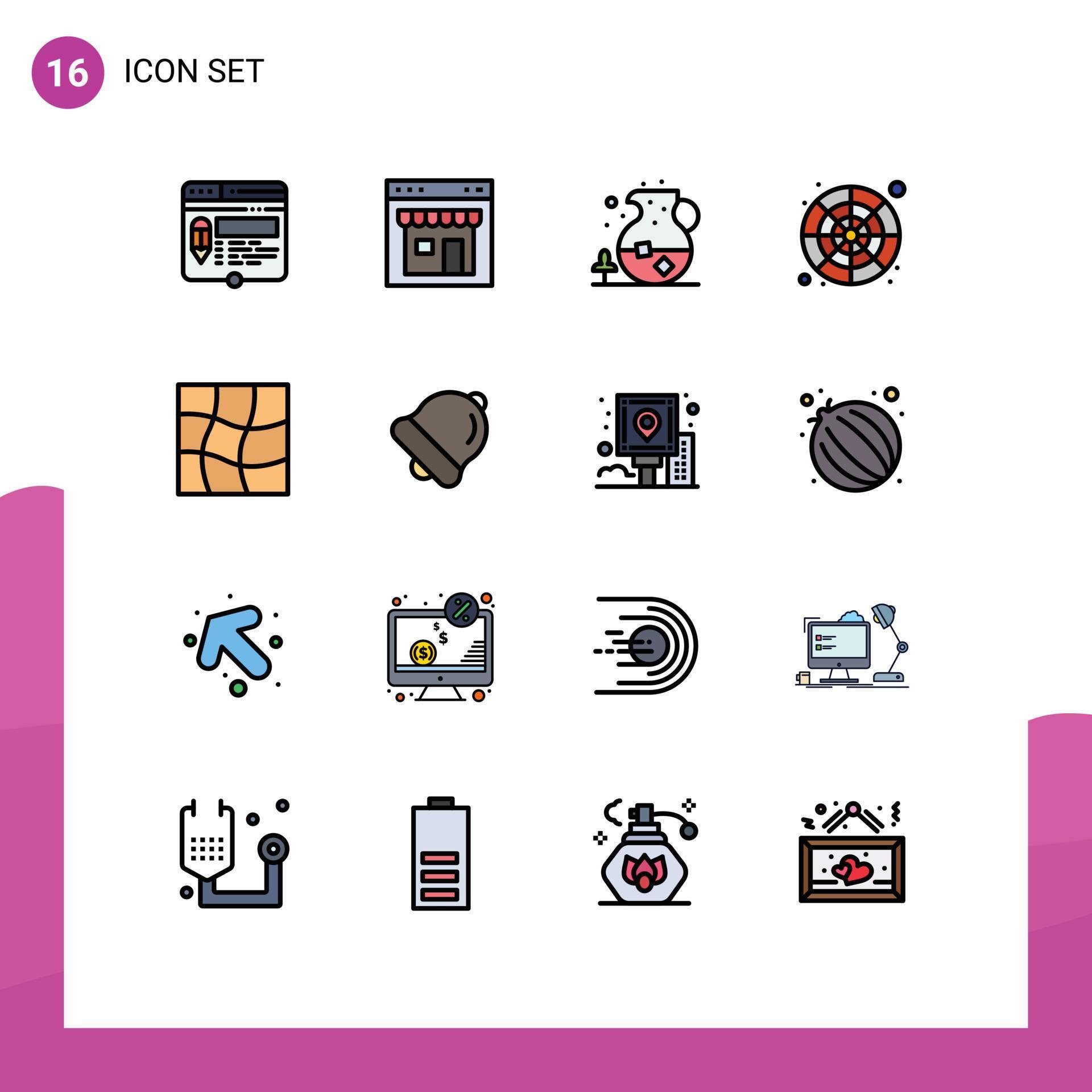 Editable Vector Line Pack Of 16 Simple Flat Color Filled Lines Of Color Wheel Color Catalog Page