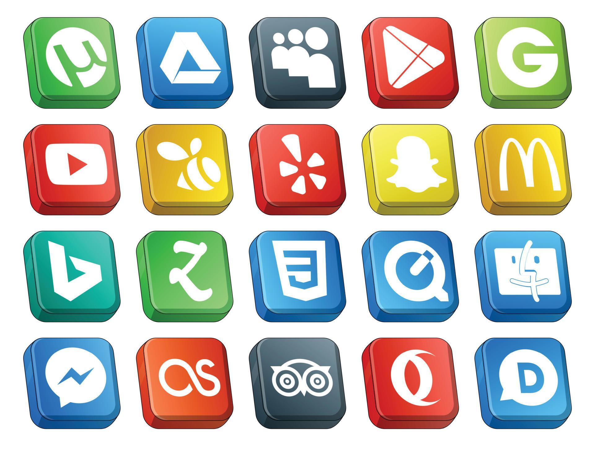 20 Social Media Icon Pack Including messenger quicktime swarm css bing ...