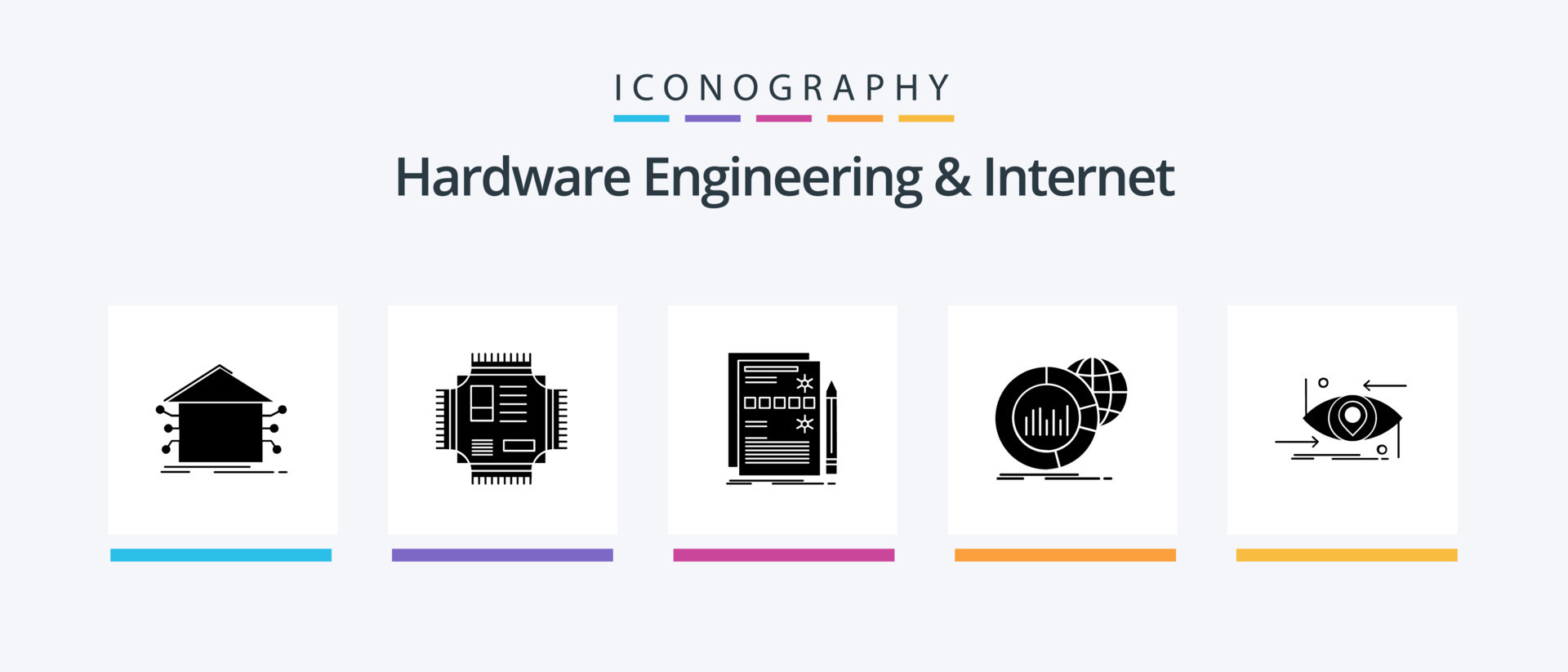 Hardware Engineering And Internet Glyph 5 Icon Pack Including data. big ...
