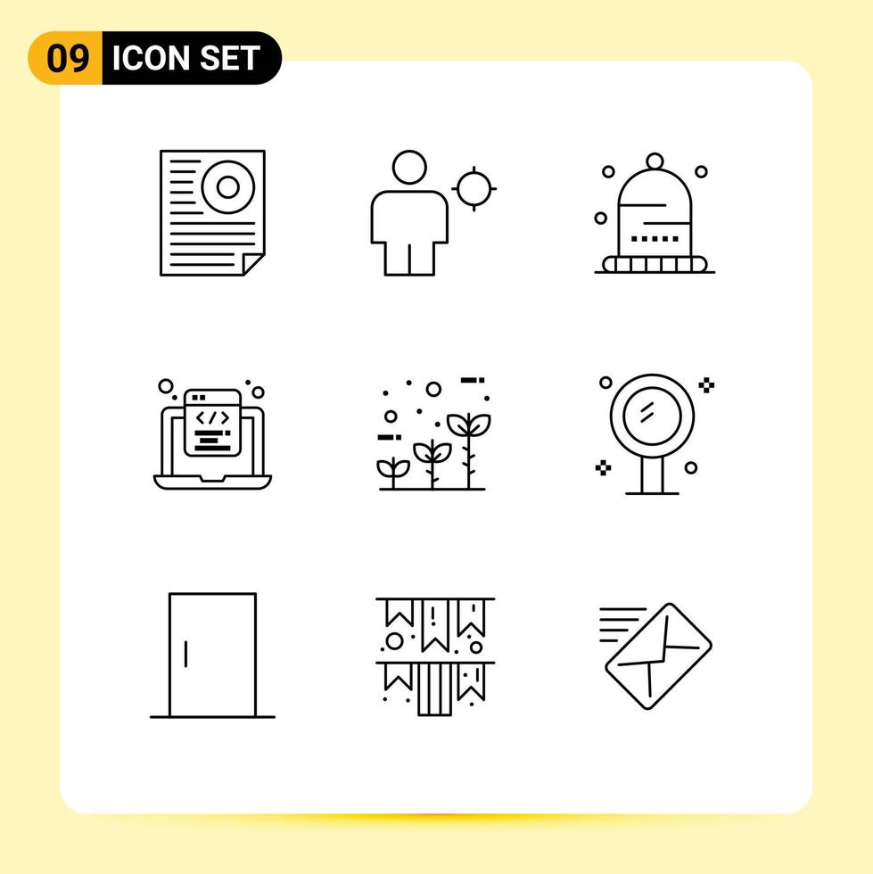 Universal Icon Symbols Group Of 9 Modern Outlines Of Programming Html