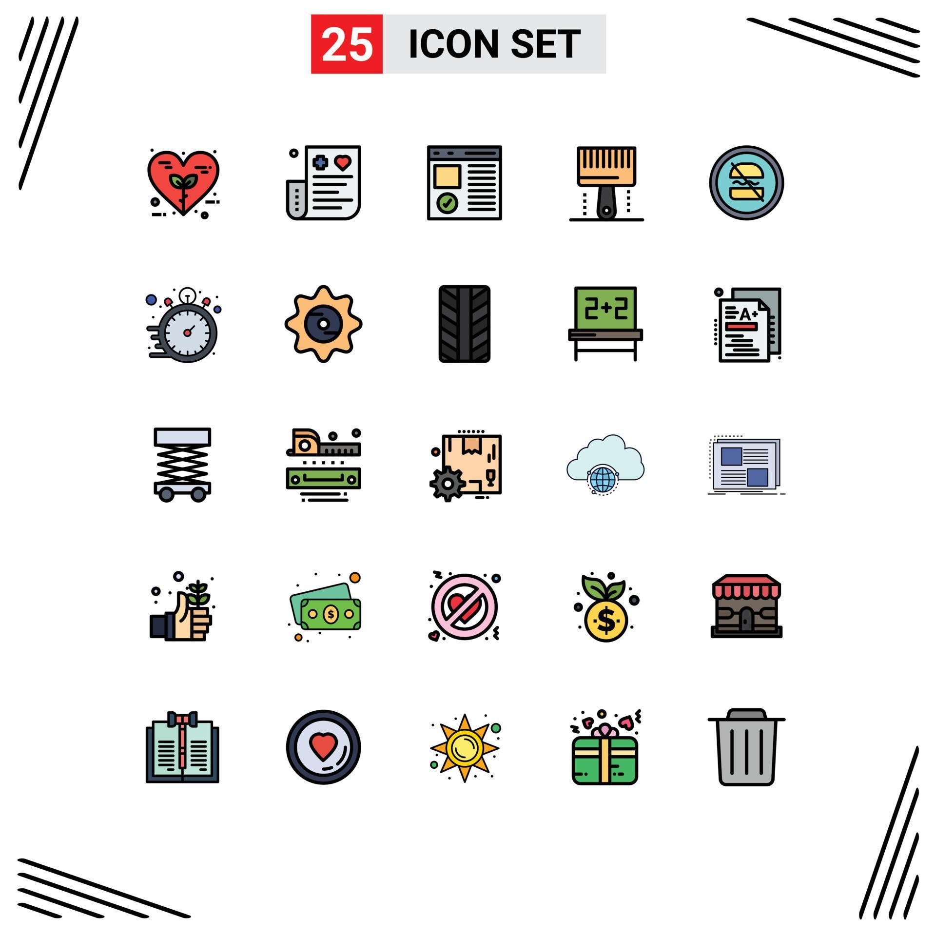 25 Thematic Vector Filled Line Flat Colors And Editable Symbols Of Development Coding Expense