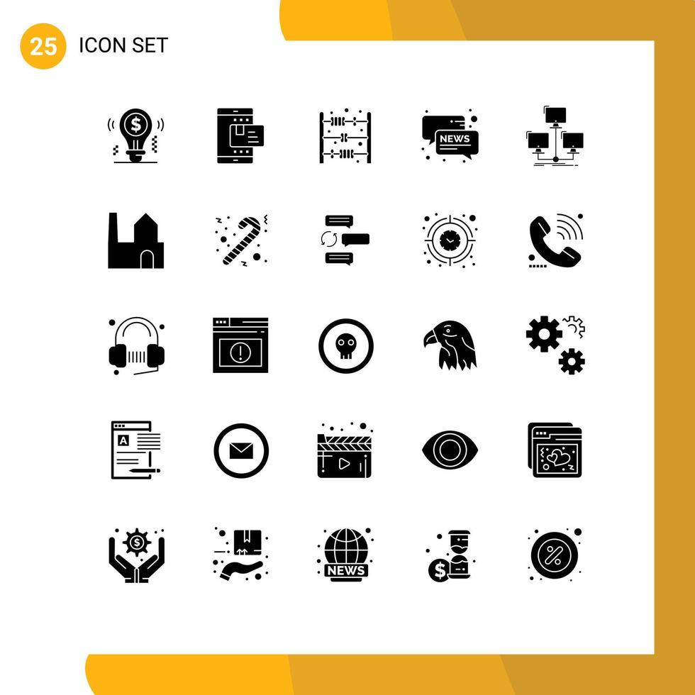 User Interface Pack of 25 Basic Solid Glyphs of database message rate conversation count ...