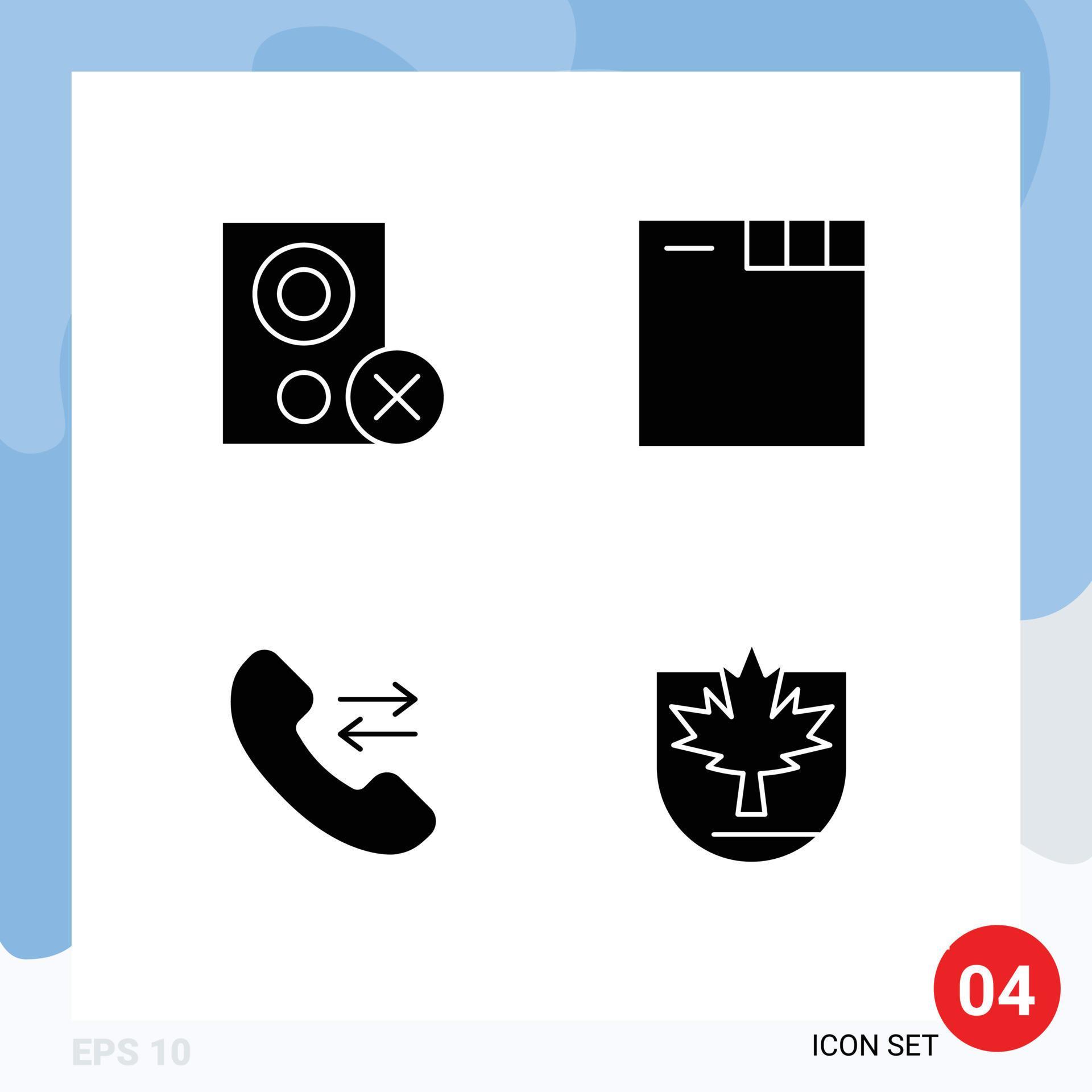 Set Of 4 Modern Ui Icons Symbols Signs For Computers Call Hardware Tabs Security Editable Vector