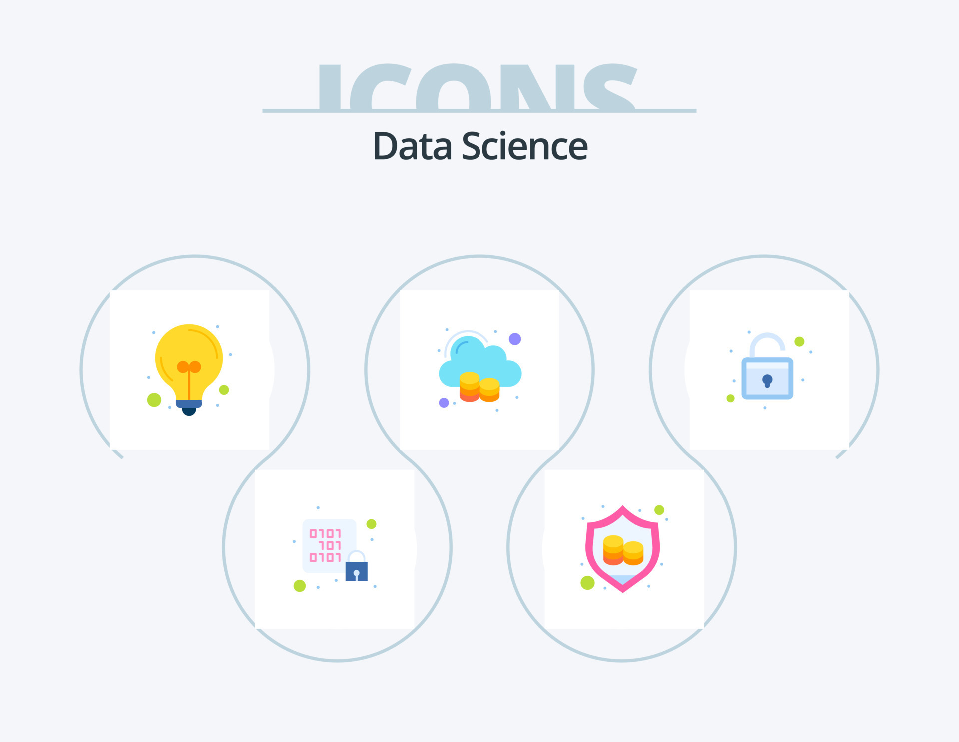 Data Science Flat Icon Pack 5 Icon Design. space. storage. secure. data ...