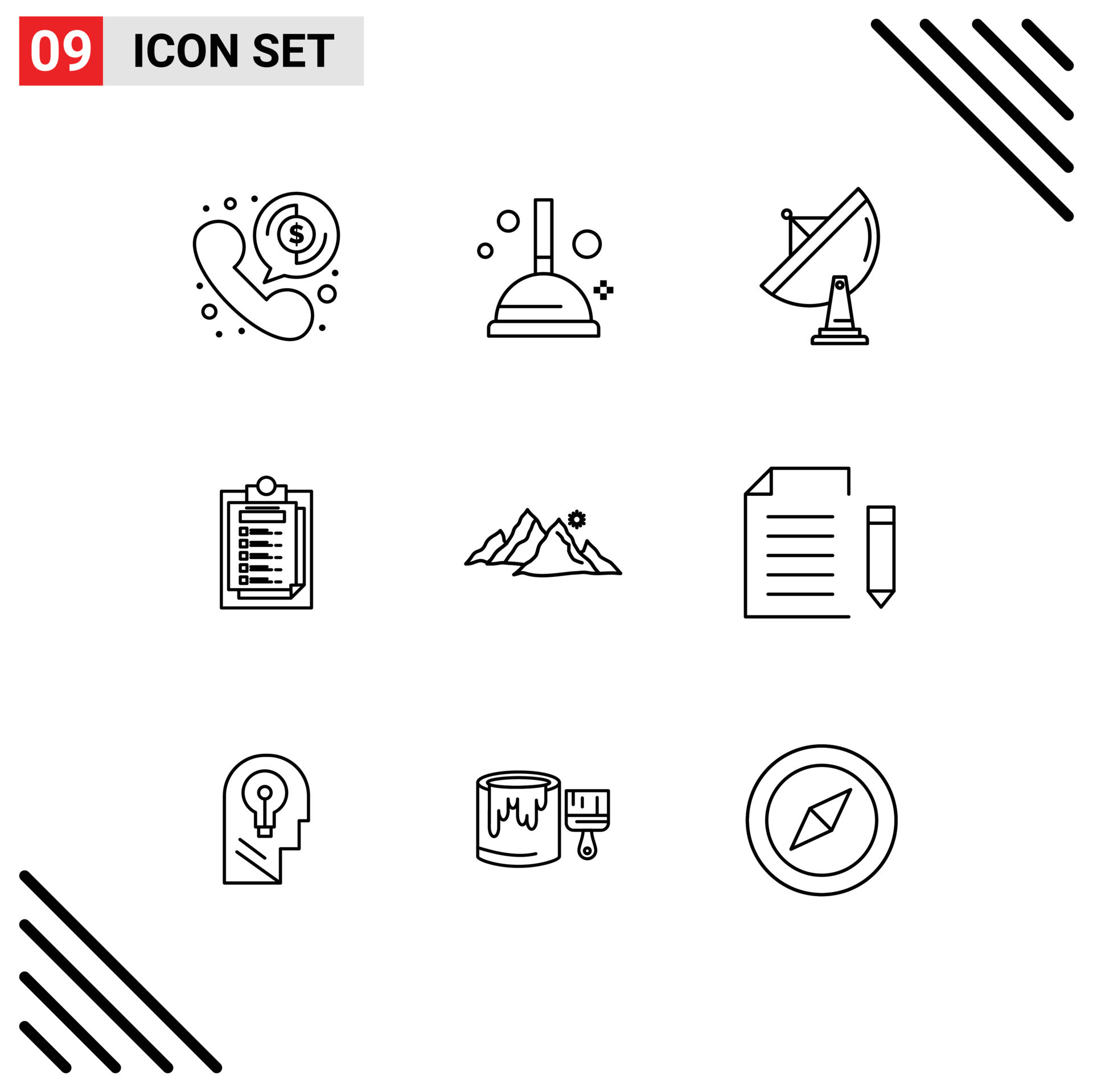 Set Of 9 Modern Ui Icons Symbols Signs For Landscape File Antenna