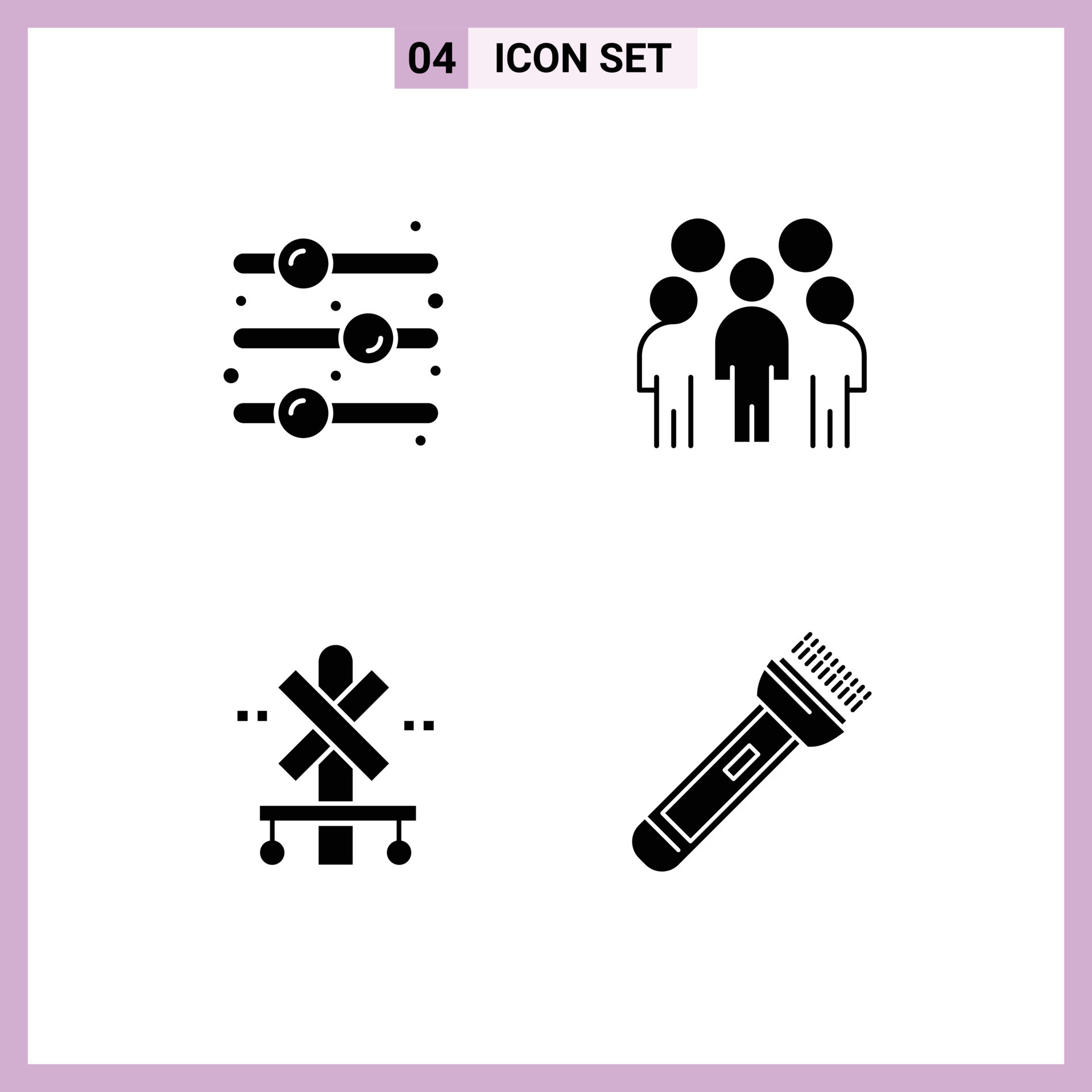 Set Of 4 Modern Ui Icons Symbols Signs For Design Element Cross Toggle Switch Leadership Station