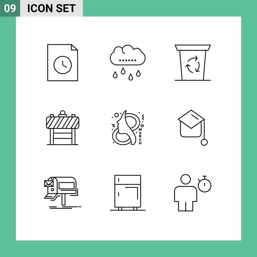 Modern Set of 9 Outlines and symbols such as symbol eight been ay traffic Editable Vector Design ...