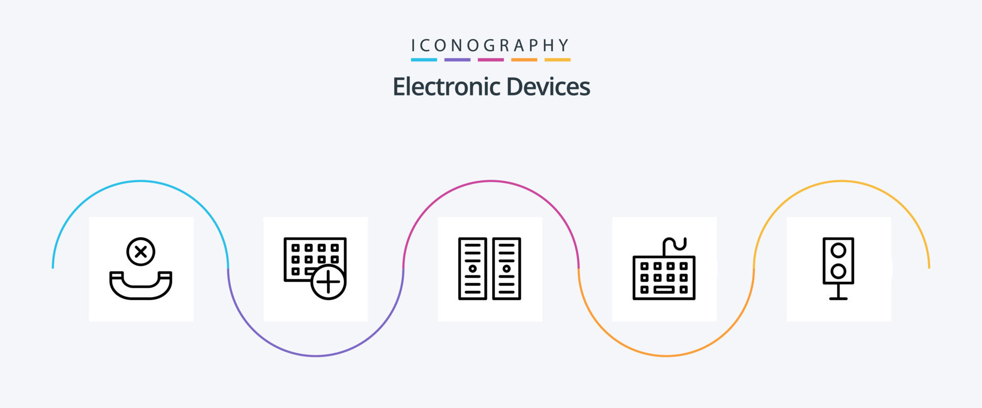 Devices Line 5 Icon Pack Including electronics. keyboard. data center. hardware. devices ...