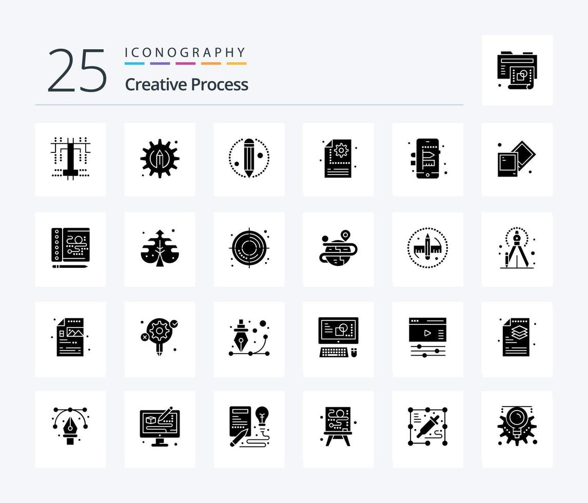 Creative Process 25 Solid Glyph icon pack including process. photo ...