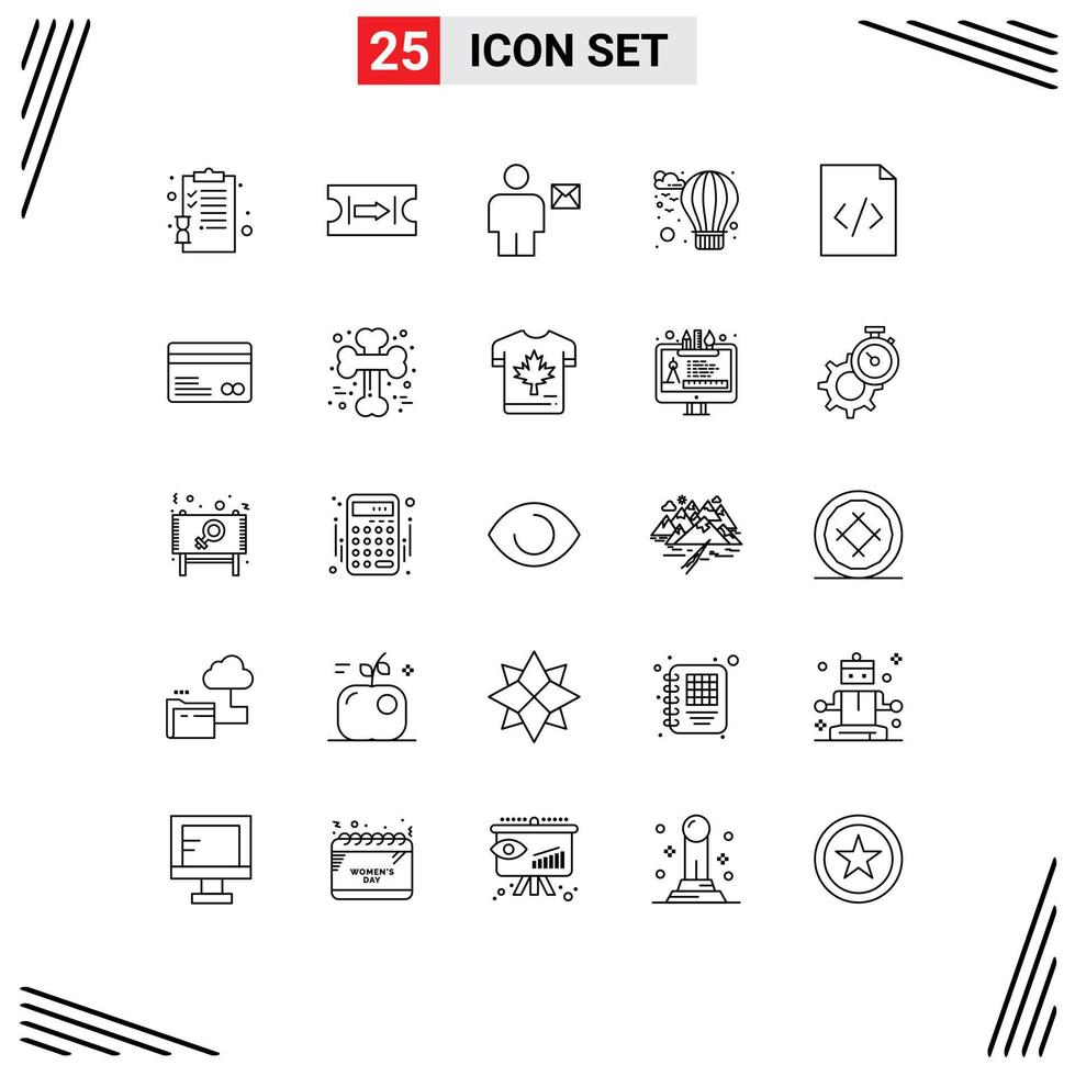 Stock Vector Icon Pack of 25 Line Signs and Symbols for html code body ...