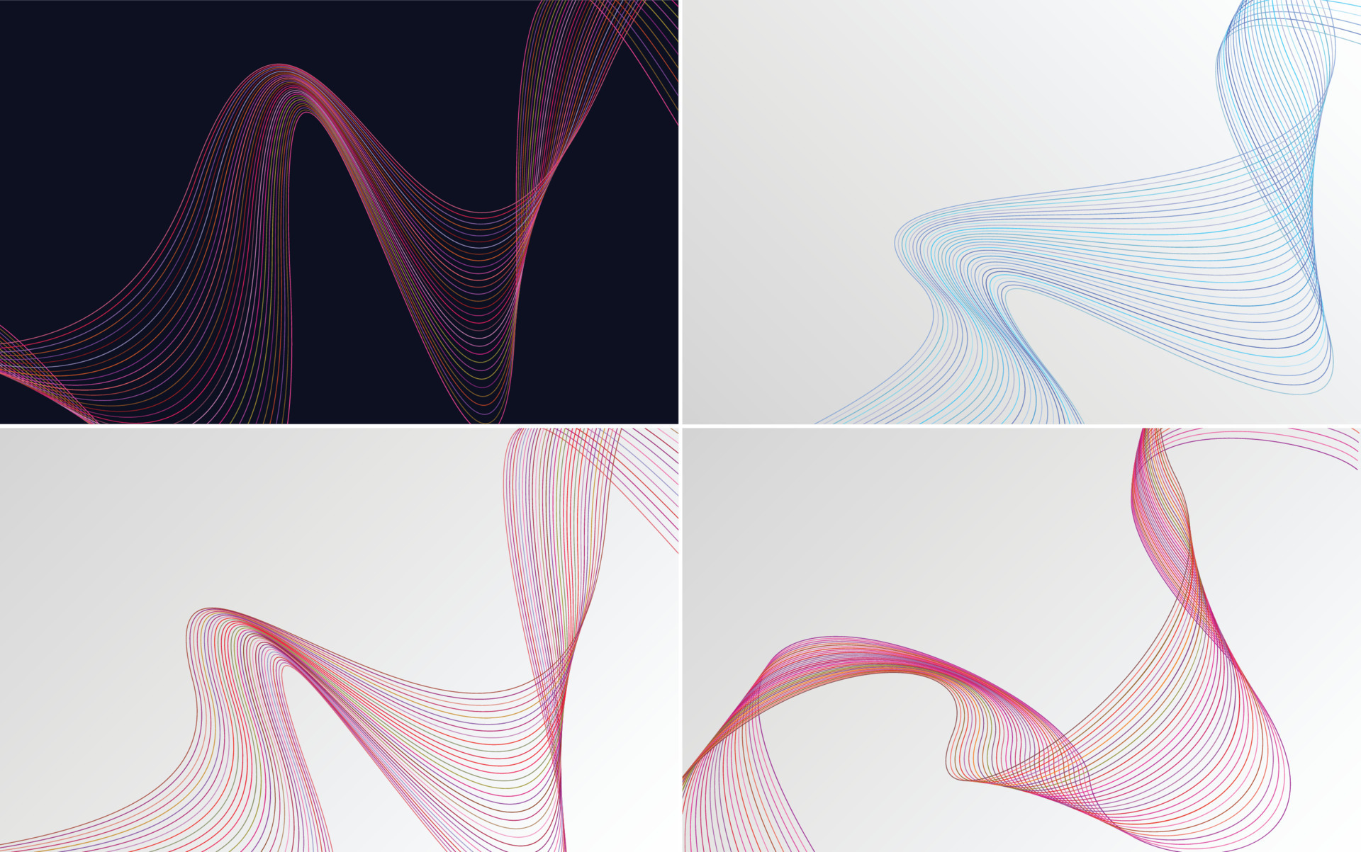 Set Of 4 Geometric Wave Pattern Background Abstract Waving Line 18596451 Vector Art At Vecteezy