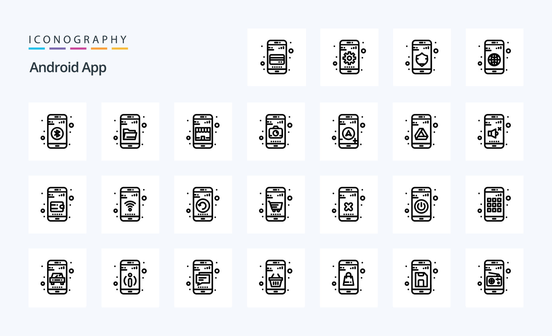 25 Android App Line icon pack 18596613 Vector Art at Vecteezy