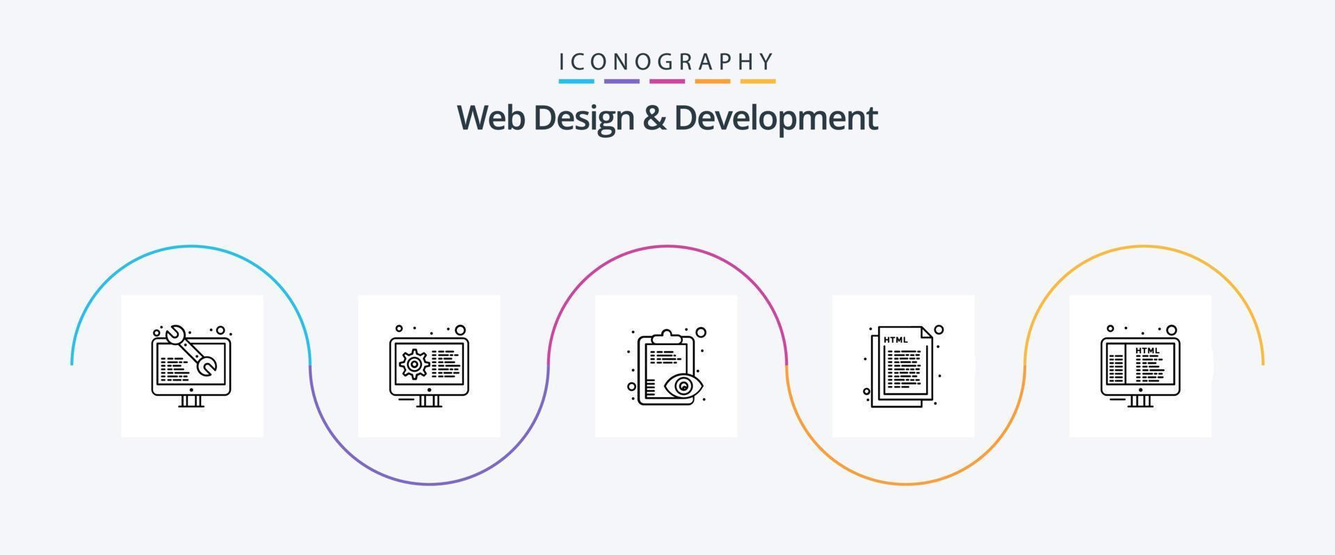 Web Design And Development Line 5 Icon Pack Including web. html ...