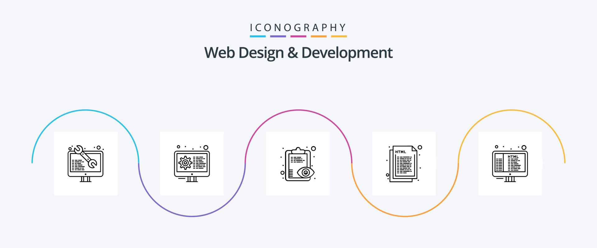 Web Design And Development Line 5 Icon Pack Including web. html ...