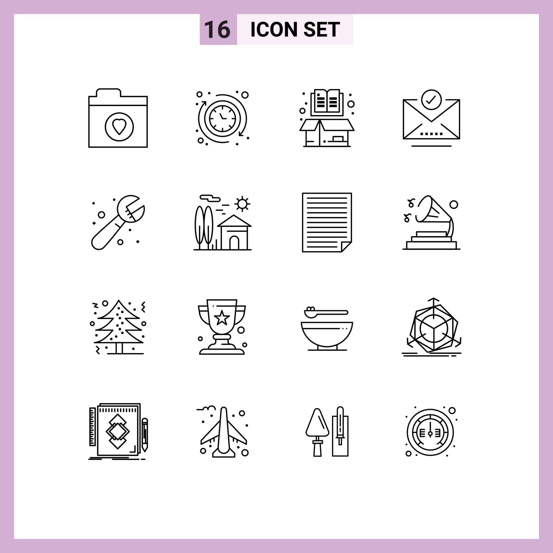 Editable Vector Line Pack Of 16 Simple Outlines Of Plumber Select Box Letter Check Mark Editable