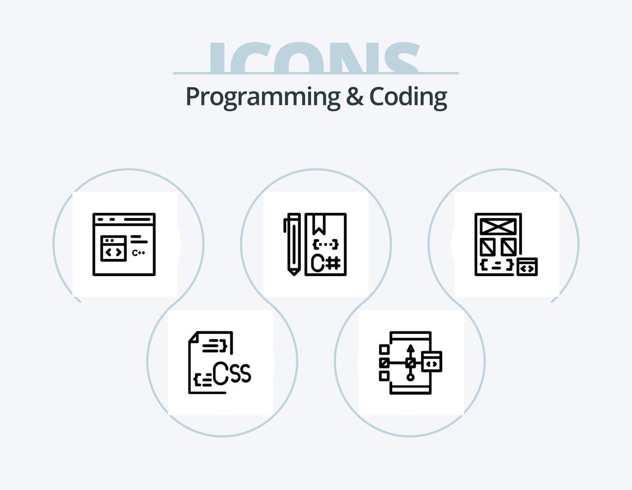 Programming And Coding Line Icon Pack 5 Icon Design. development. coding. develop. development ...