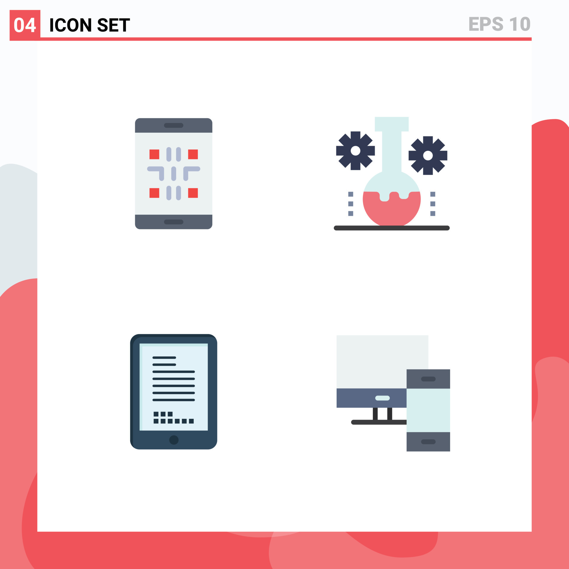 Modern Set of 4 Flat Icons Pictograph of code technology lab qr ...