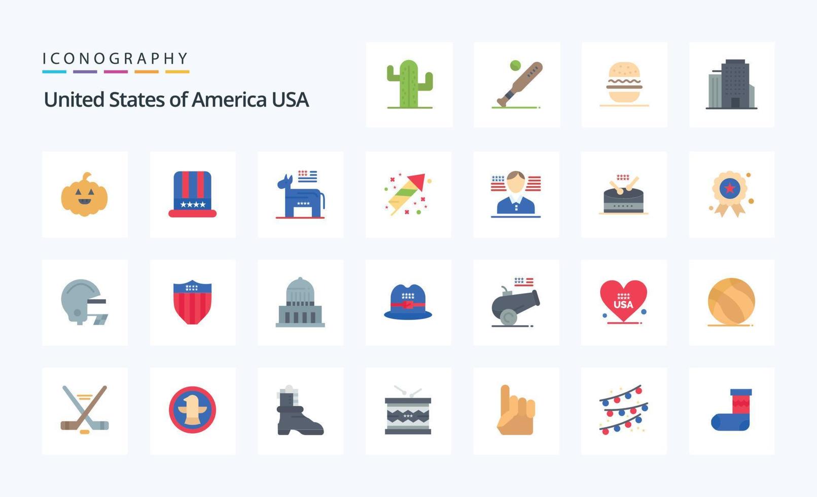 25 Usa Flat color icon pack 18598756 Vector Art at Vecteezy