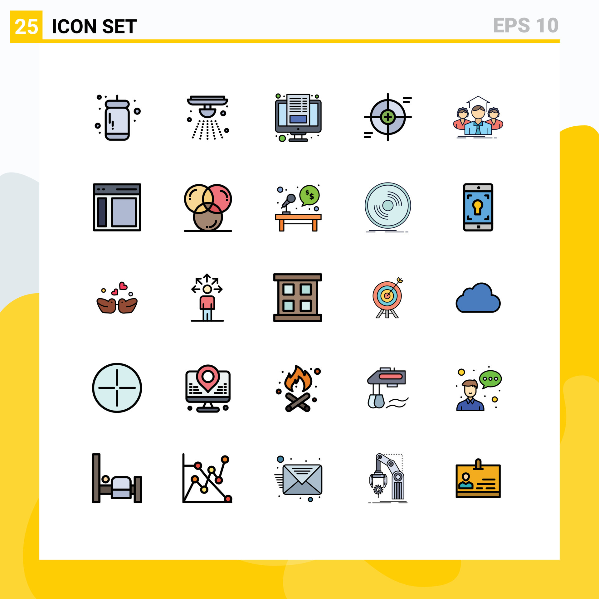 Set Of 25 Modern Ui Icons Symbols Signs For Team Scope Article Reticle Crosshair Editable Vector