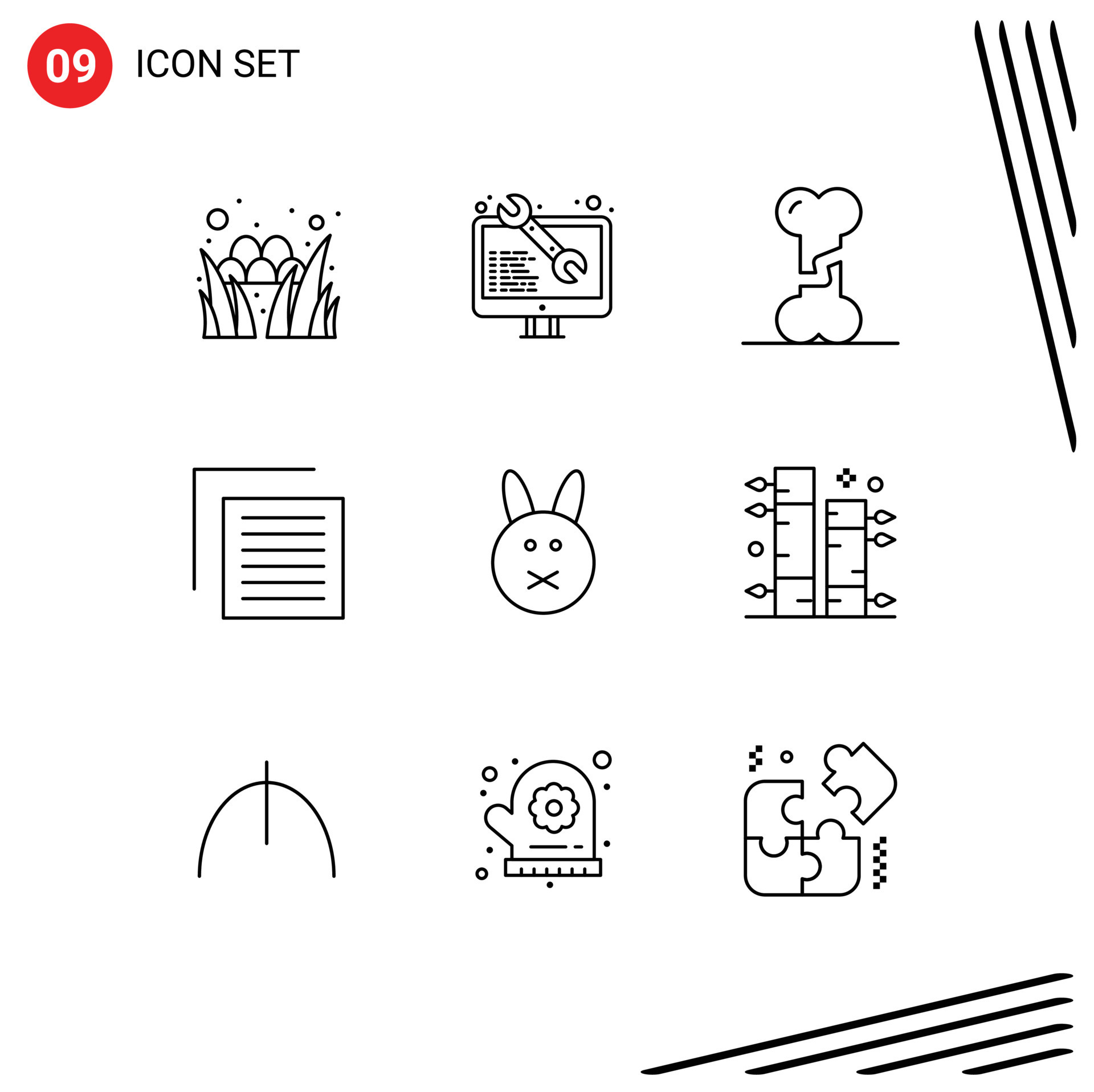 Group Of 9 Outlines Signs And Symbols For Easter Interface Bone User Document Editable Vector