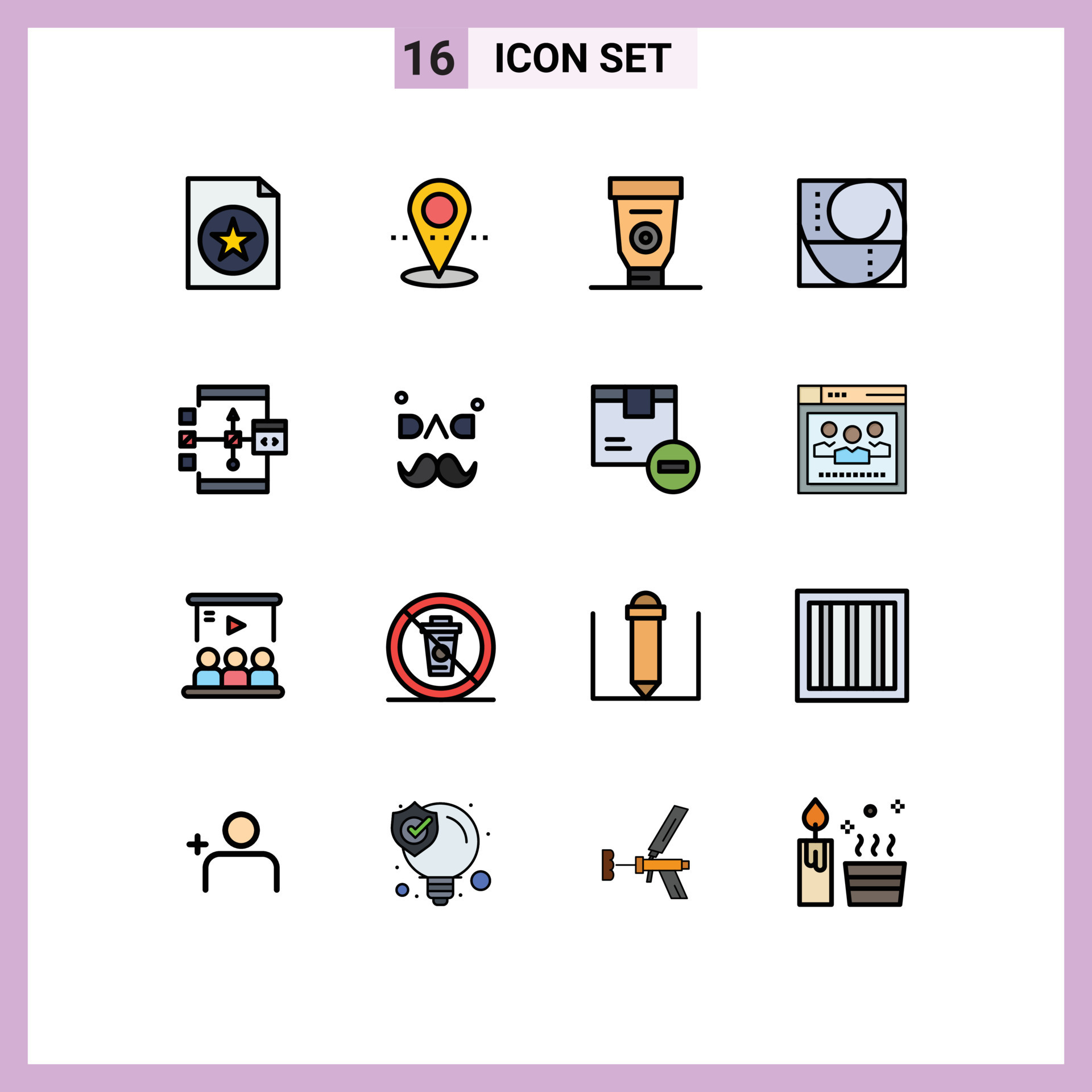 Set Of 16 Modern Ui Icons Symbols Signs For Development Coding Glue App Proportion Editable