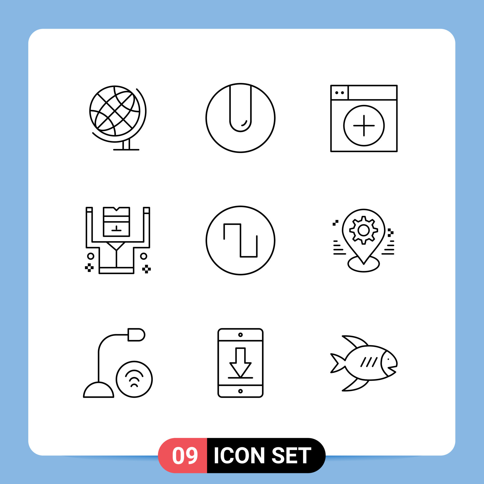 Stock Vector Icon Pack Of 9 Line Signs And Symbols For Wave Sound New