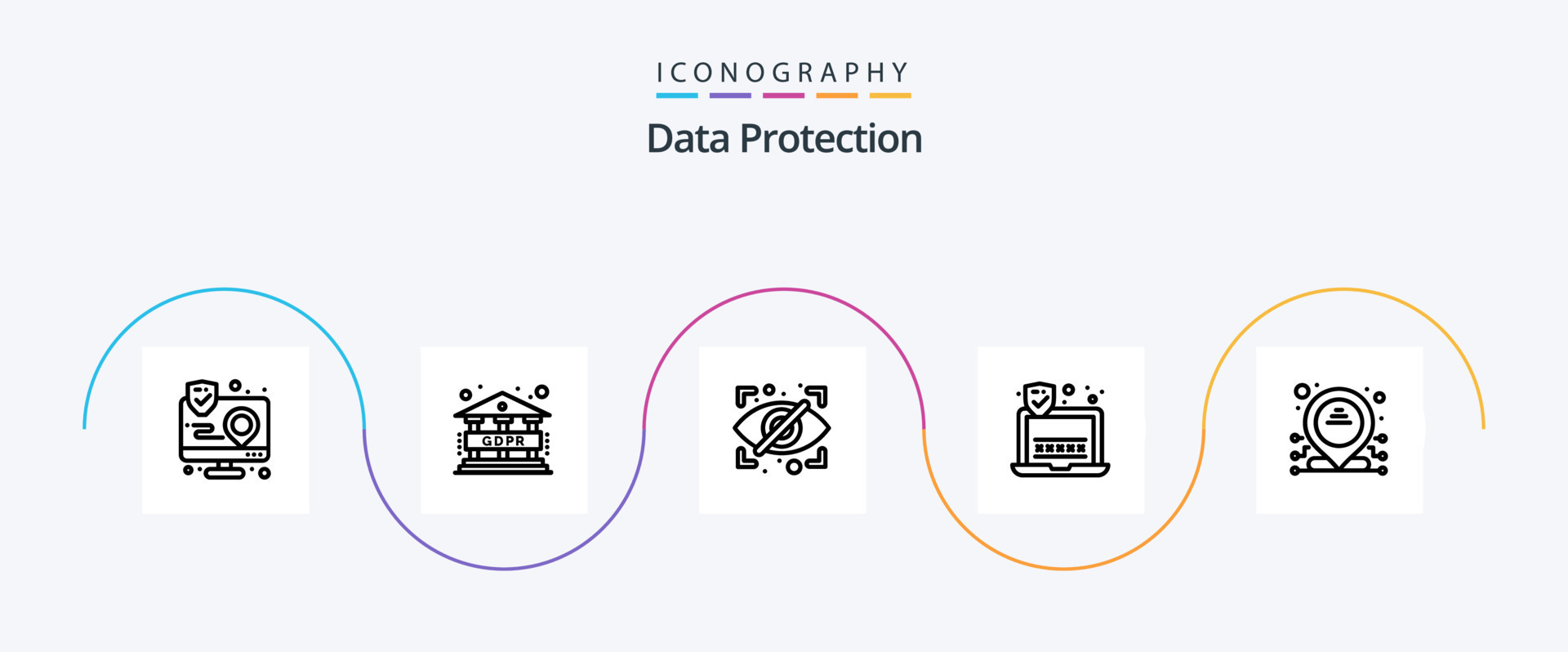 Data Protection Line 5 Icon Pack Including Ip Address Block Laptop