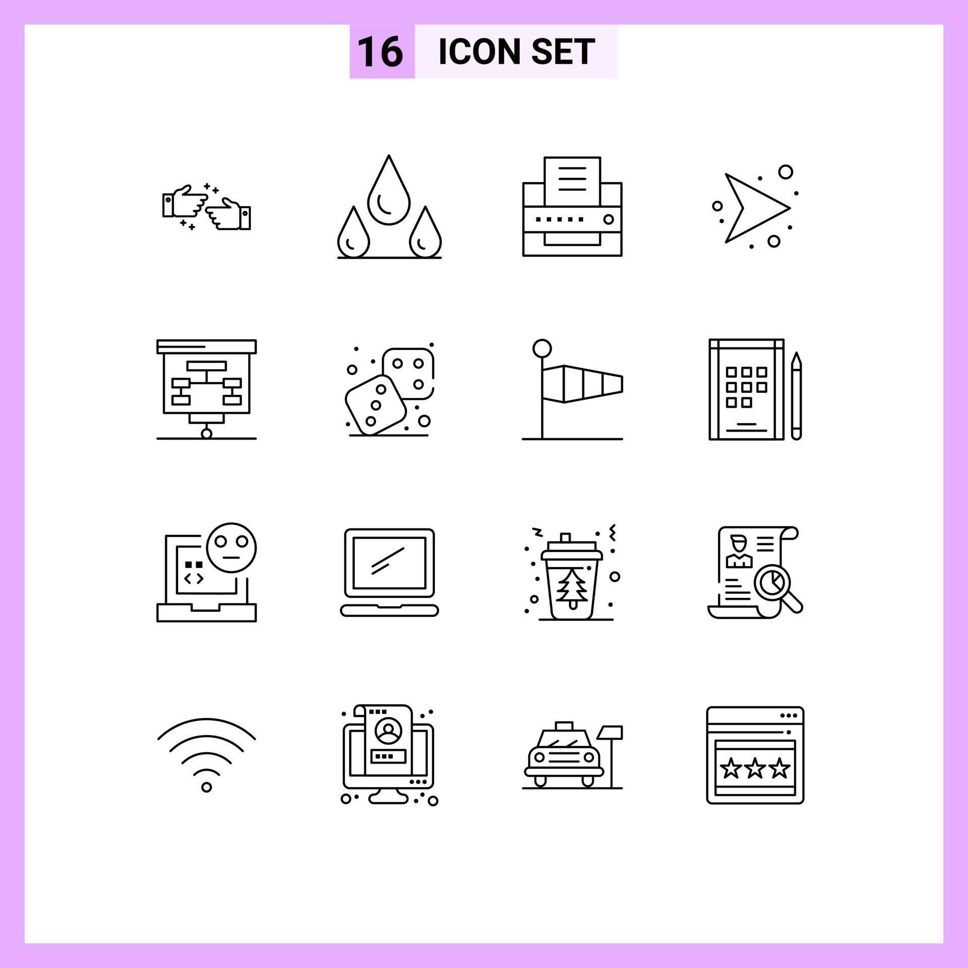 Set of 16 Vector Outlines on Grid for statistics graphic fax chart network Editable Vector ...
