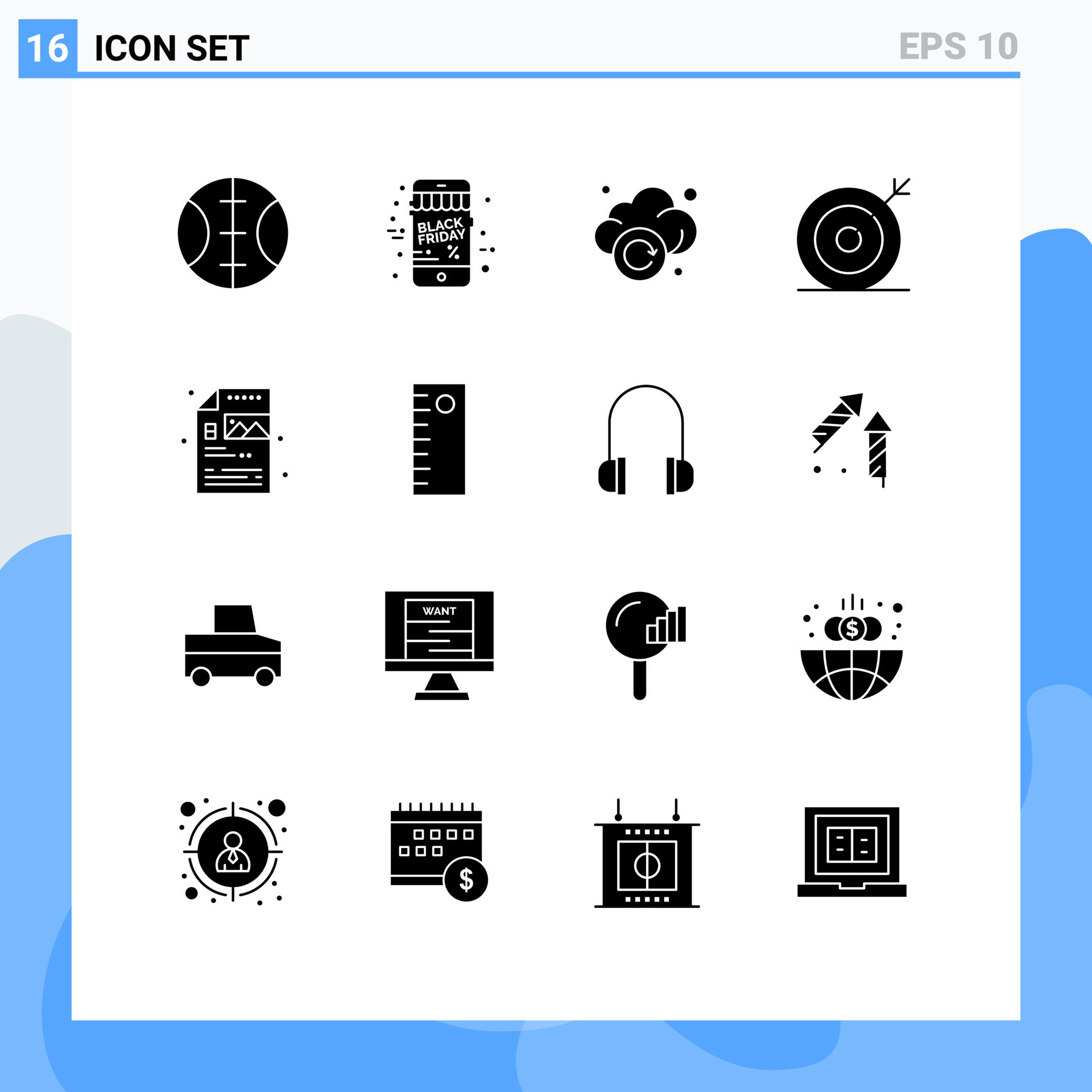 Set Of 16 Modern Ui Icons Symbols Signs For File Creative Storage Seo Optimization Editable
