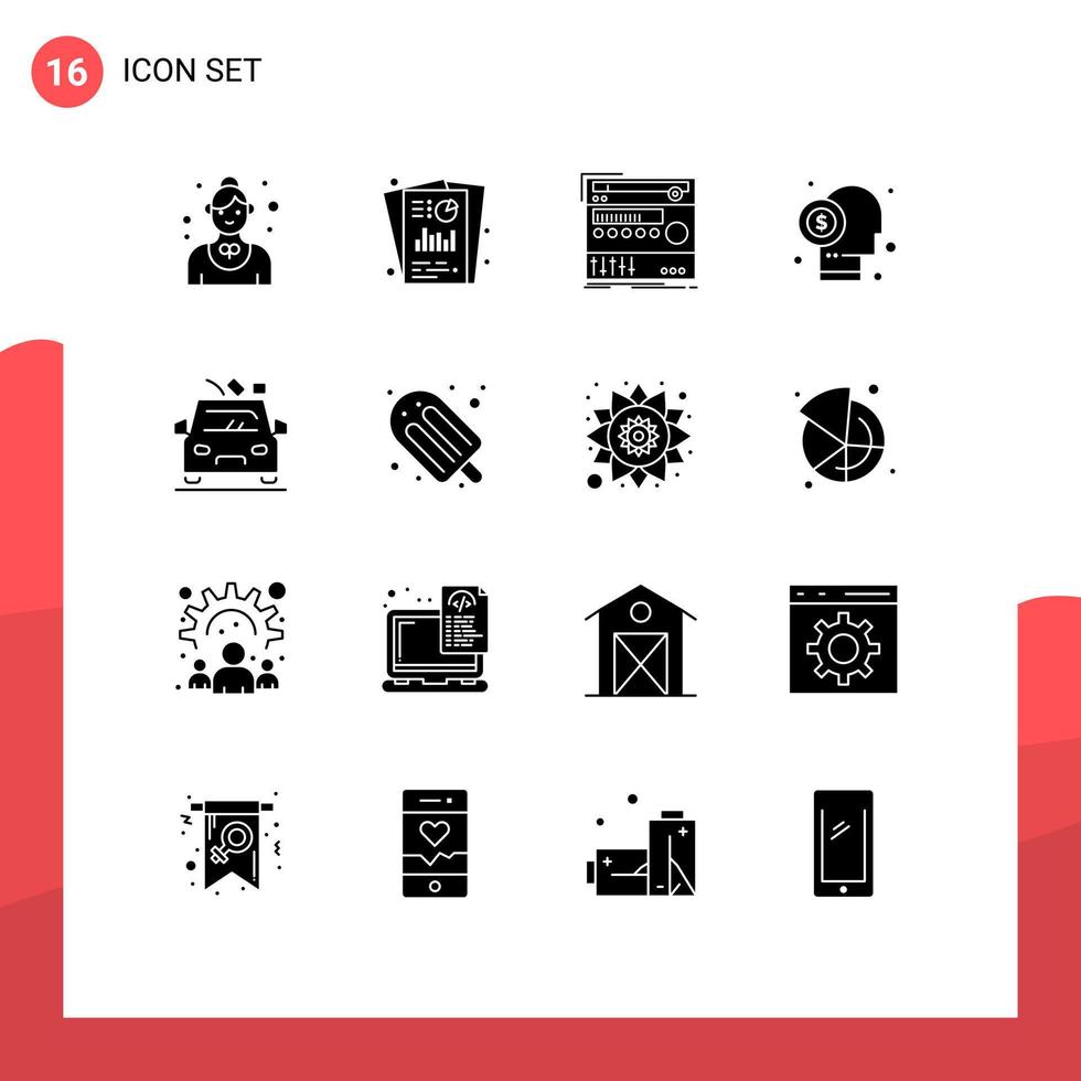 Set of 16 Modern UI Icons Symbols Signs for financier broker seo ...