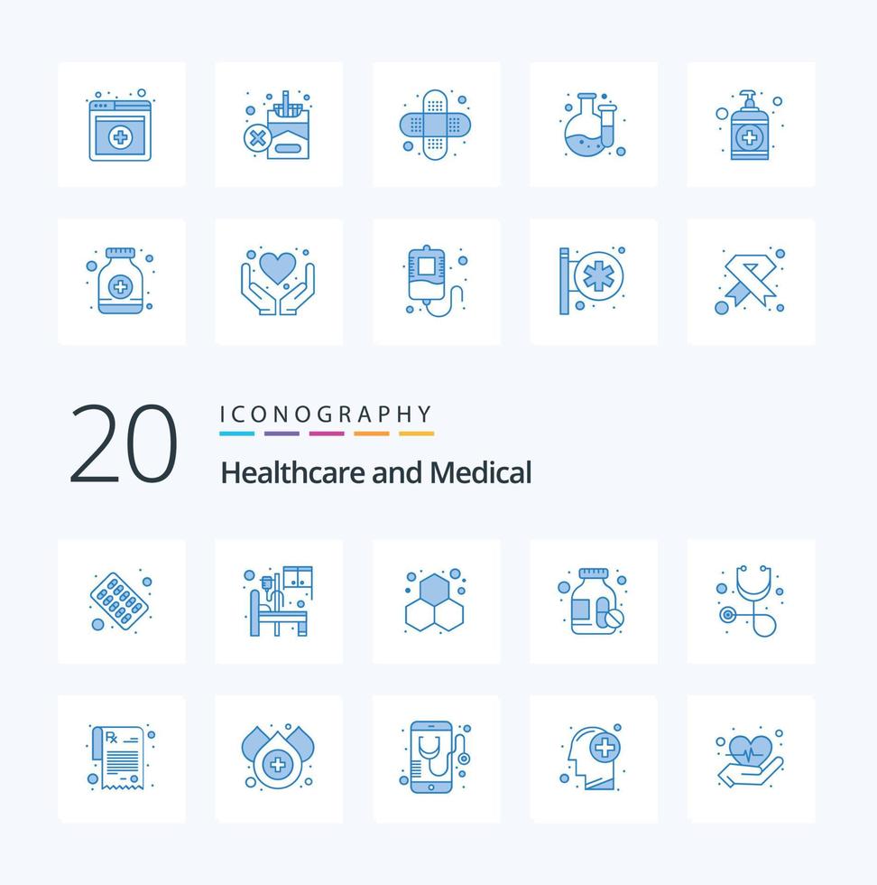 Paquete de 20 iconos de color azul médico como estetoscopio diagnóstico ... Paquete de 20 iconos de color azul médico como estetoscopio diagnóstico ...