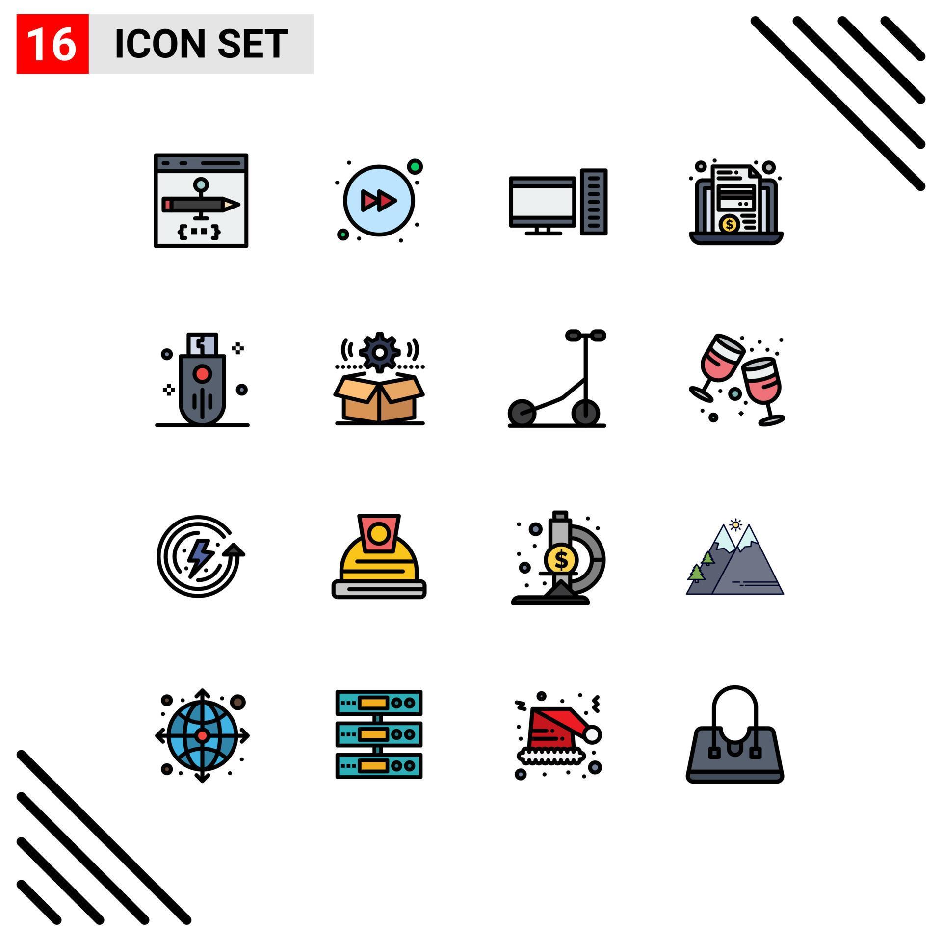 Stock Vector Icon Pack of 16 Line Signs and Symbols for memory card ...