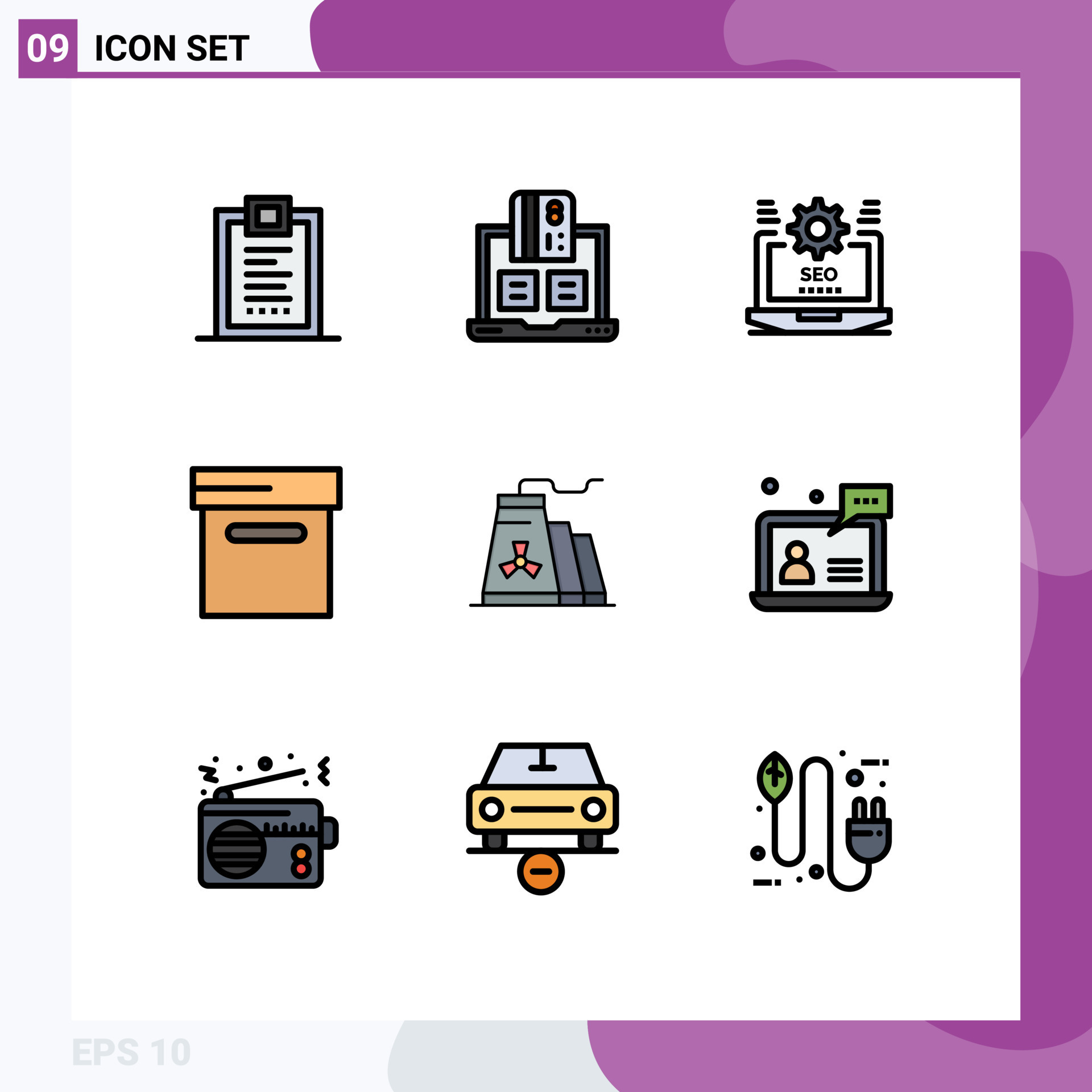 9 Creative Icons Modern Signs And Symbols Of Building Archive Notebook Configuration Web