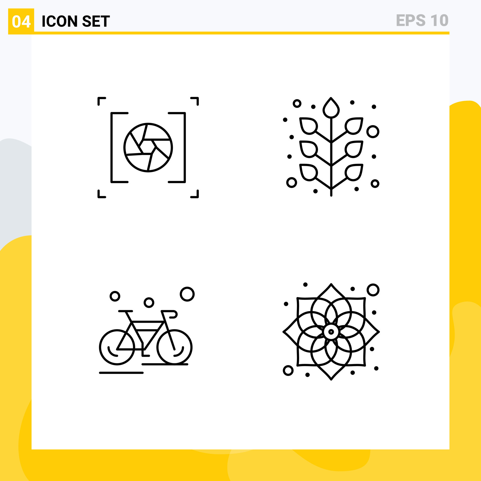 Set of 4 Modern UI Icons Symbols Signs for camera cycle photography ...