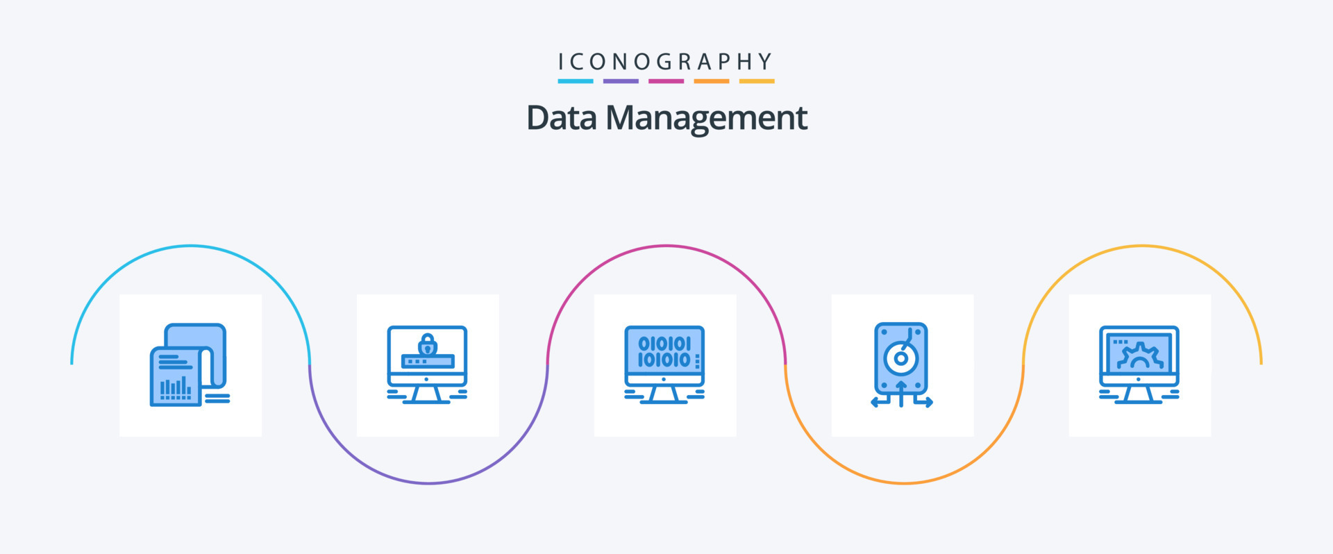 Data Management Blue 5 Icon Pack Including storage. file. security ...
