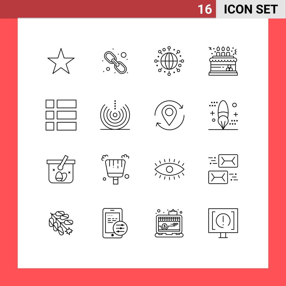 16 Universal Outlines Set For Web And Mobile Applications Image Collage Globe T Celebration