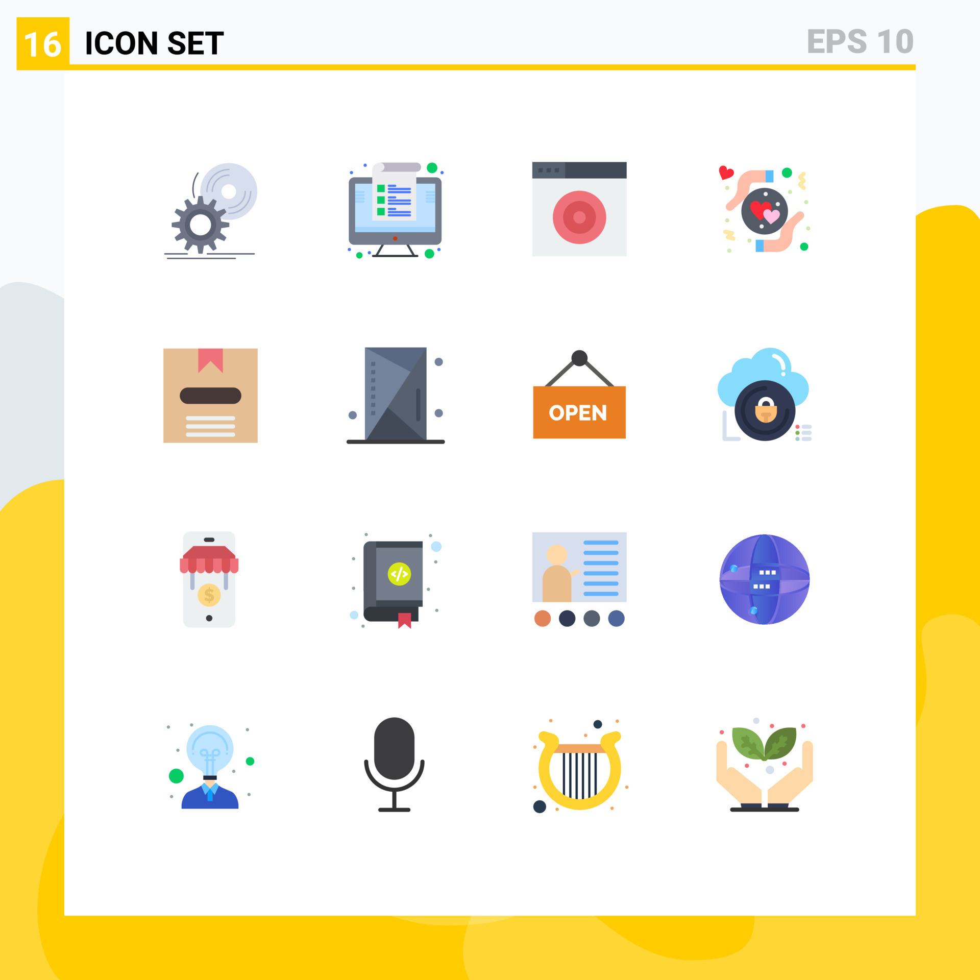 Stock Vector Icon Pack Of 16 Line Signs And Symbols For Box Love