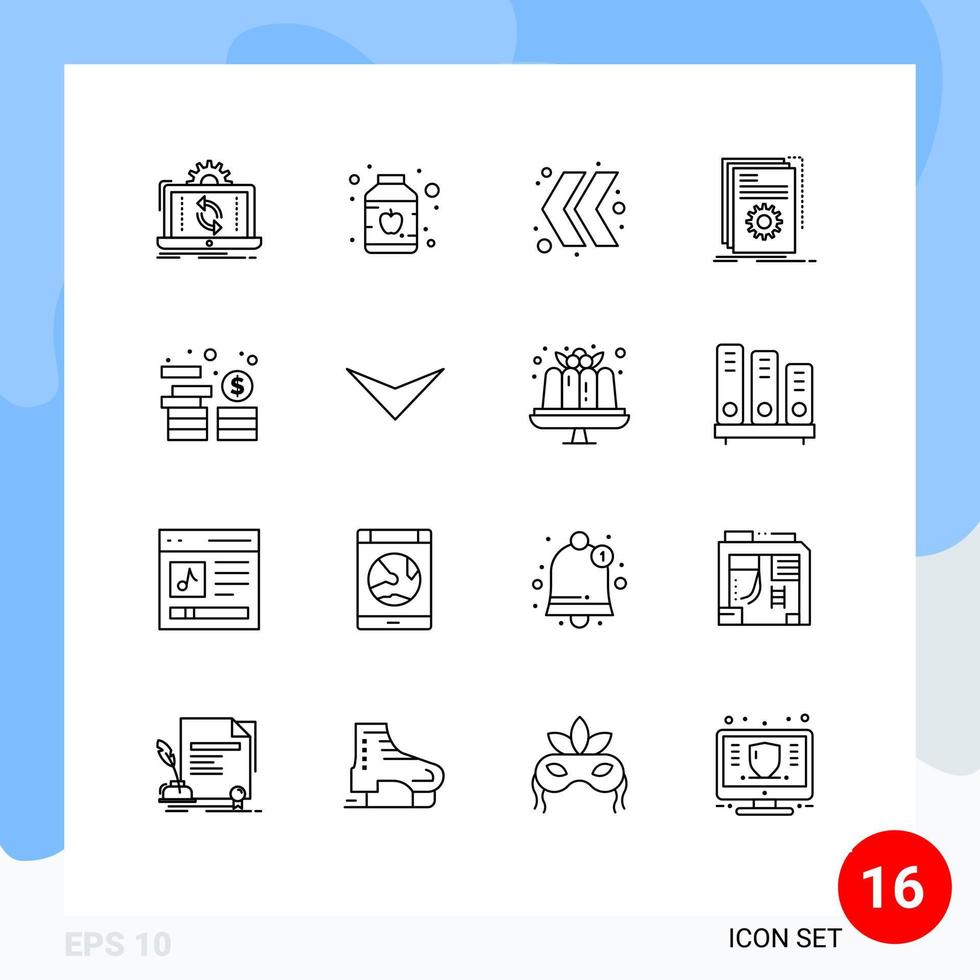 Stock Vector Icon Pack of 16 Line Signs and Symbols for investment ...