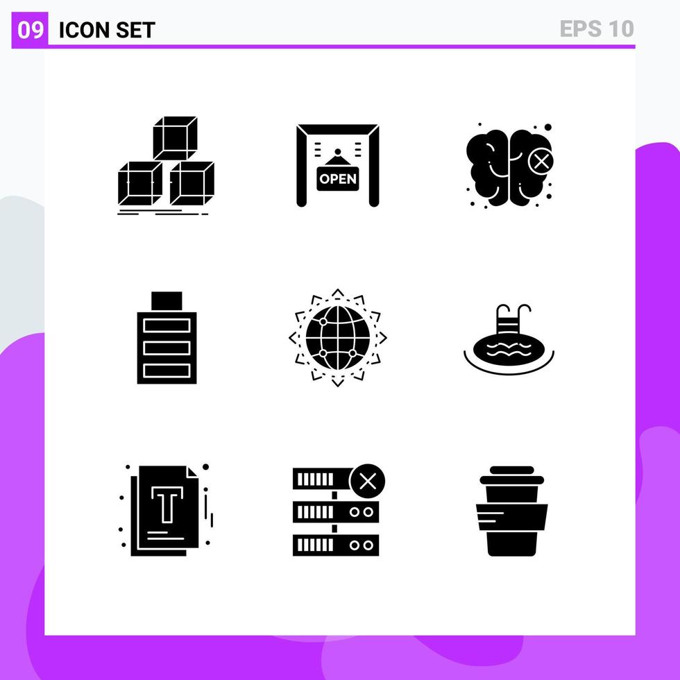 Group of 9 Solid Glyphs Signs and Symbols for optimization seo ...