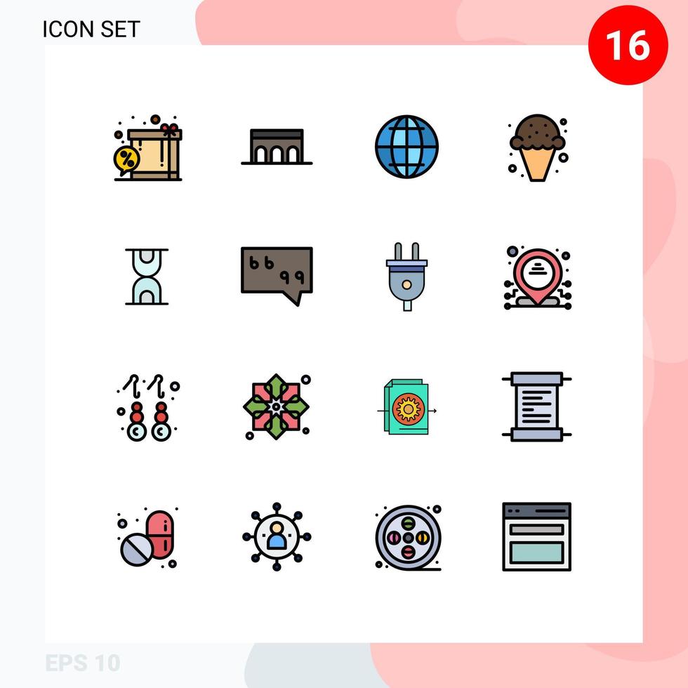 Editable Vector Line Pack of 16 Simple Flat Color Filled Lines of glass ...