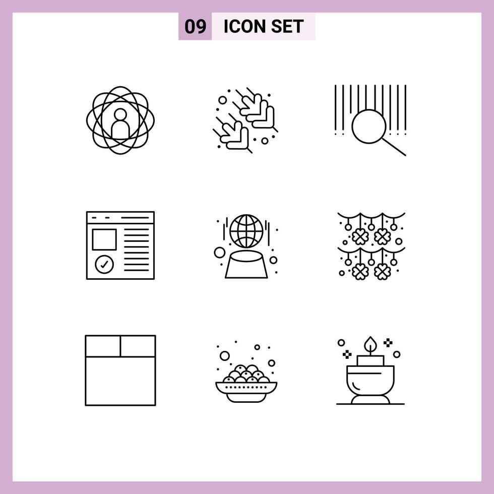 Stock Vector Icon Pack of 9 Line Signs and Symbols for globe page ...