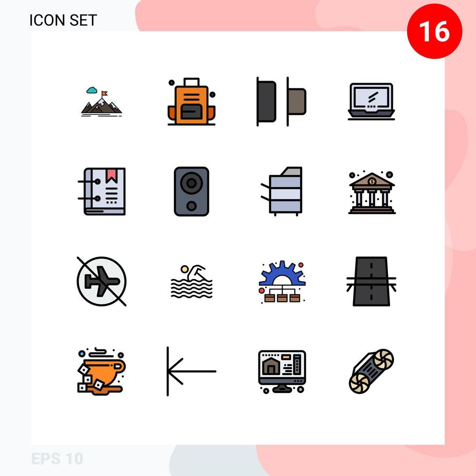 Stock Vector Icon Pack Of 16 Line Signs And Symbols For Device Computer Backpacking Left