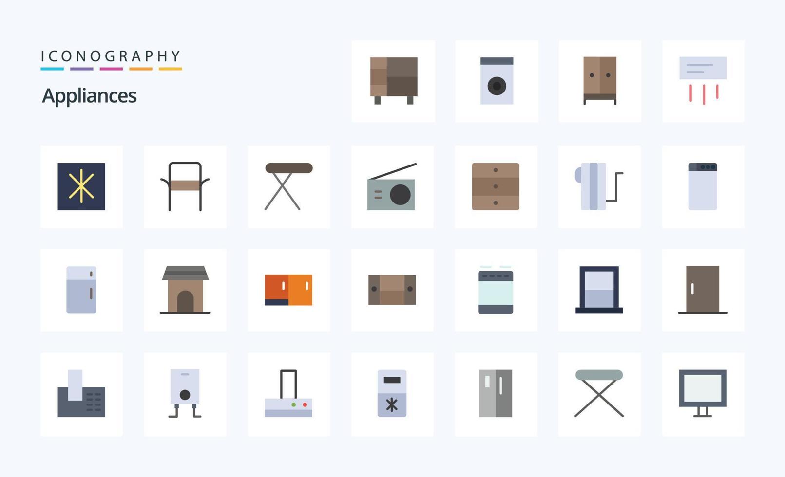 25 Appliances Flat color icon pack 18607871 Vector Art at Vecteezy