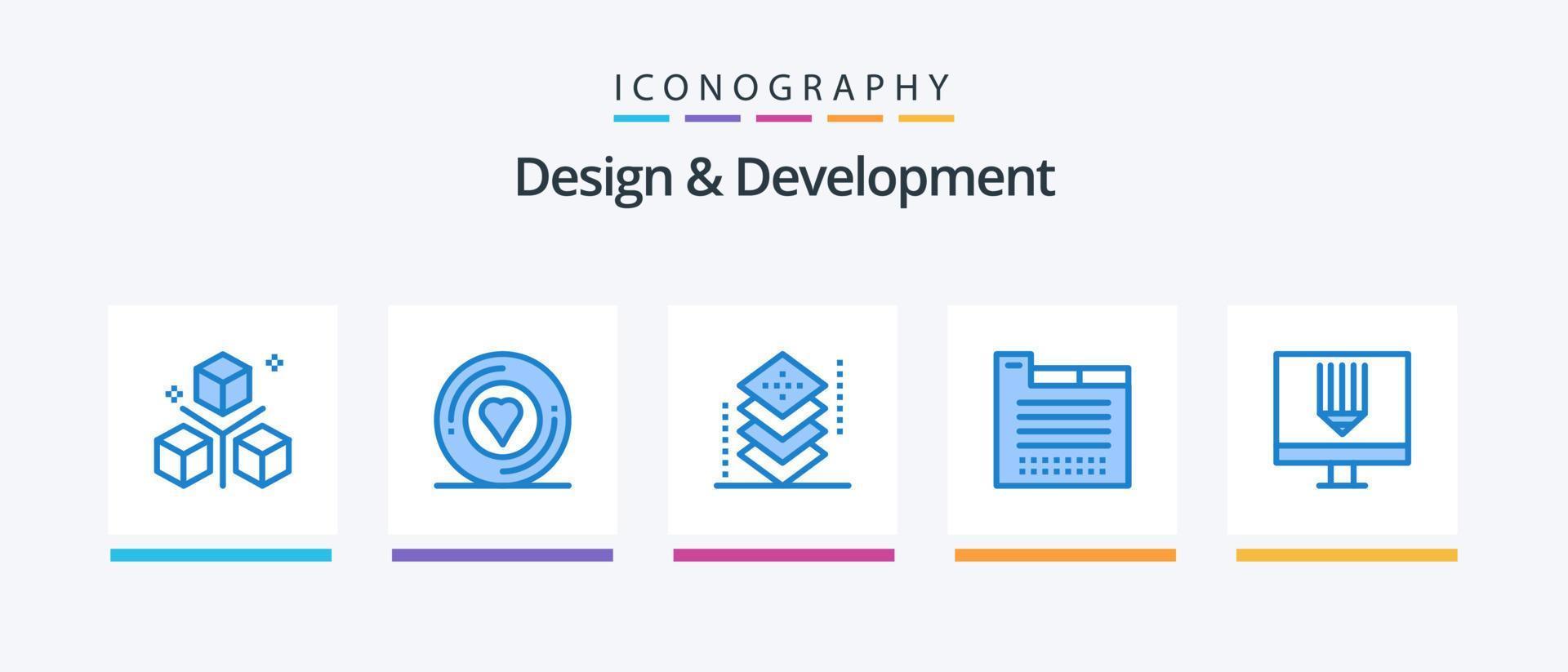 Design and Development Blue 5 Icon Pack Including web design. tabs. sticker. tab. layers ...