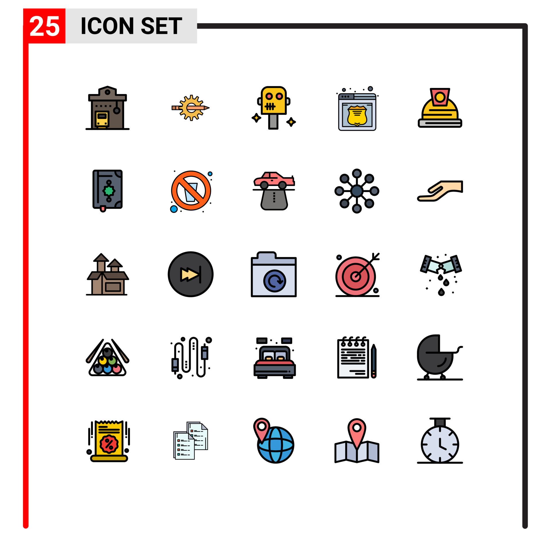 Set Of 25 Modern Ui Icons Symbols Signs For Web Security Development Hosting Suit Editable